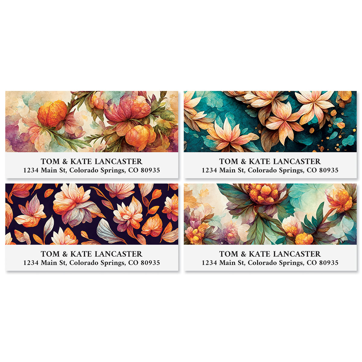 Endless Floral Deluxe Return Address Labels (6 Designs) | Colorful Images