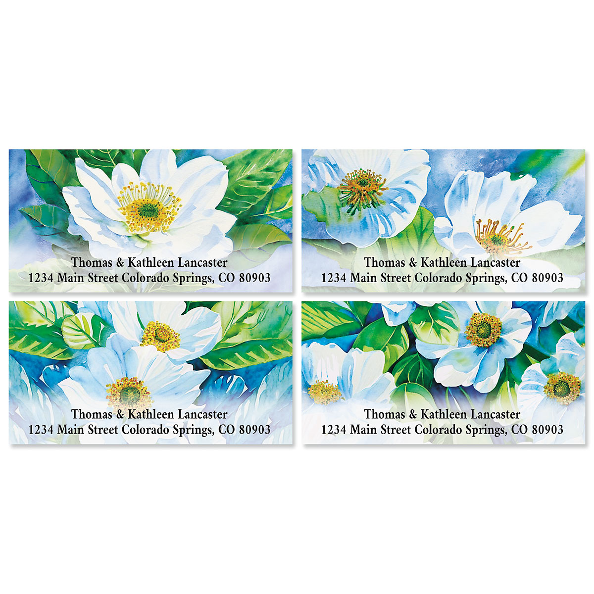 White Flowers Deluxe Return Address Labels (4 Designs) | Colorful Images
