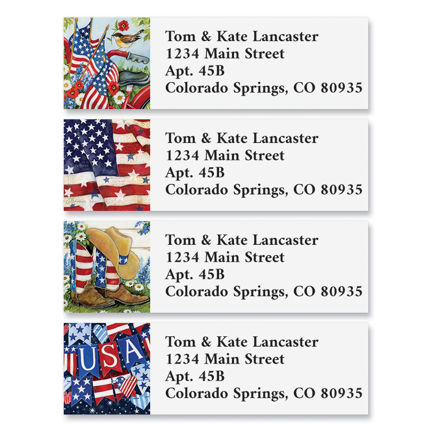 Old Glory Classic Return Address Labels (4 Designs) | Colorful Images