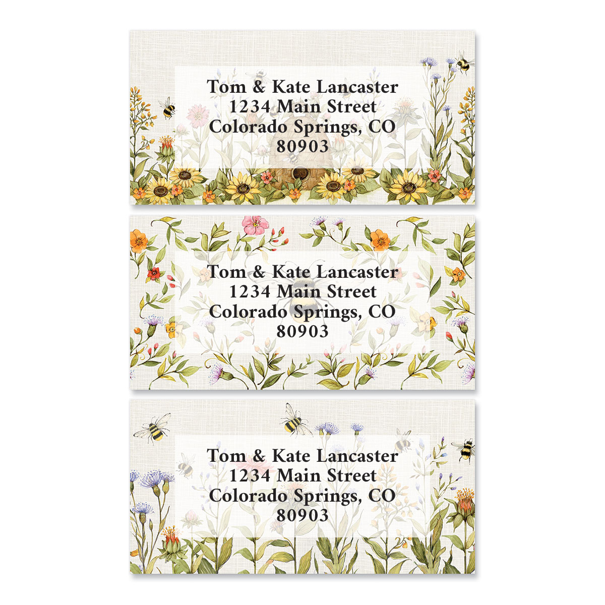Spring Bees Border Return Address Labels (3 Designs) | Colorful Images