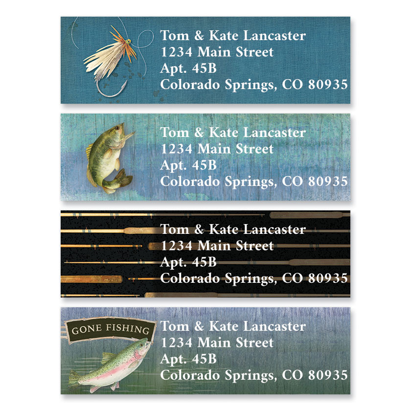 Gone Fishing Classic Return Address Labels | Colorful Images