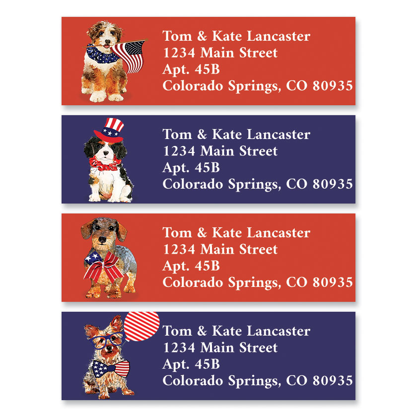 Patriotic Pups Classic Return Address Labels | Colorful Images