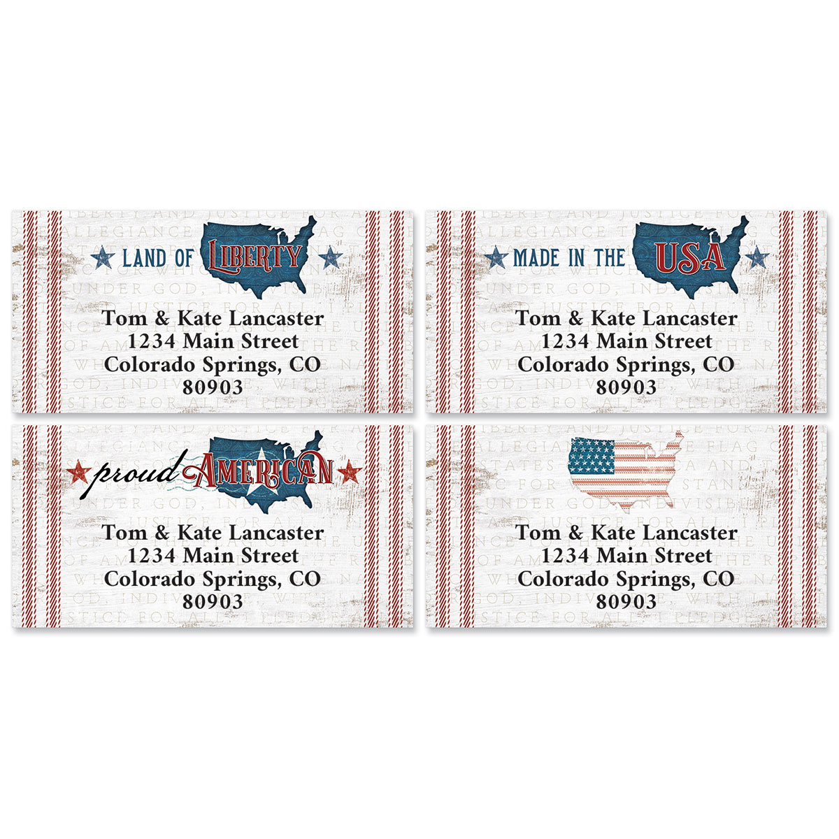 American Freedom Border Return Address Labels (4 Designs) | Colorful Images