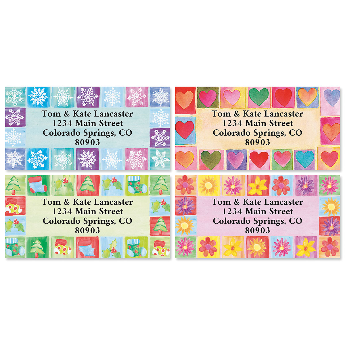Parade of Seasons Holiday Border Return Address Labels | Colorful Images