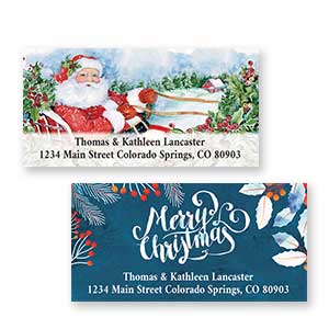 Delicate Antique Gold Foil Border Return Address Labels | Colorful Images